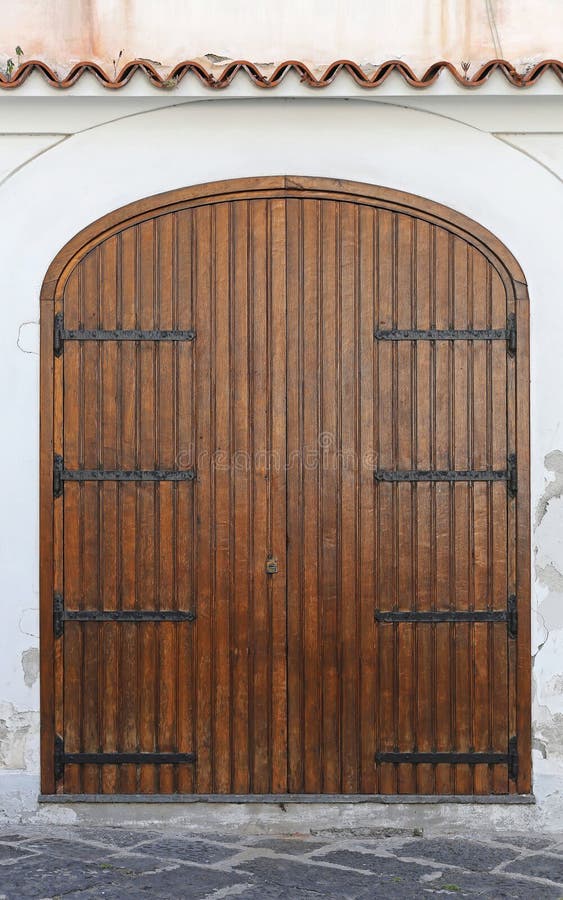 Wooden Arch Door Frame in Medieval Castle Building Stone Wall ...