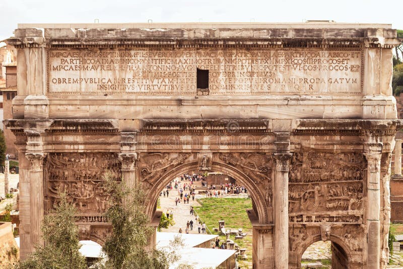 Arch of Emperor Septimius Severus in Rome Stock Image - Image of ...