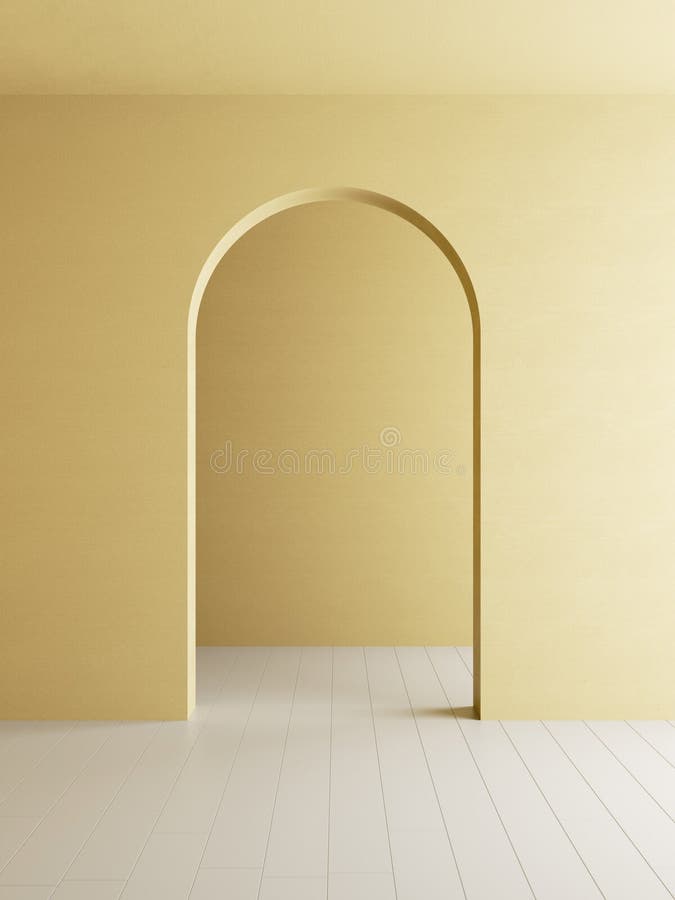 Arch in an Empty Yellow Interior. 3d Render Stock Illustration ...