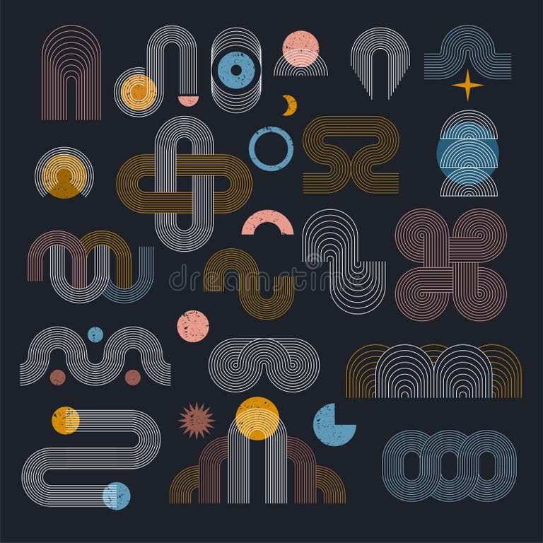 Arch Forms. Abstract Geometric Waveforms Graphic Lines Minimalists ...