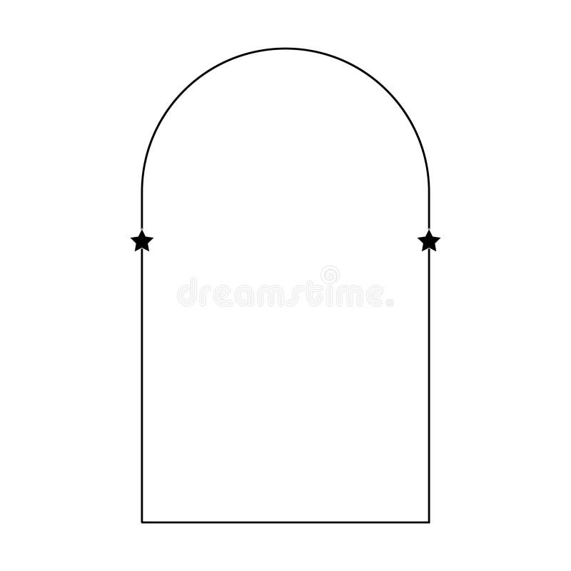 Arch Frame Border Icon with Star Shape Symbol for Decorative Vintage ...