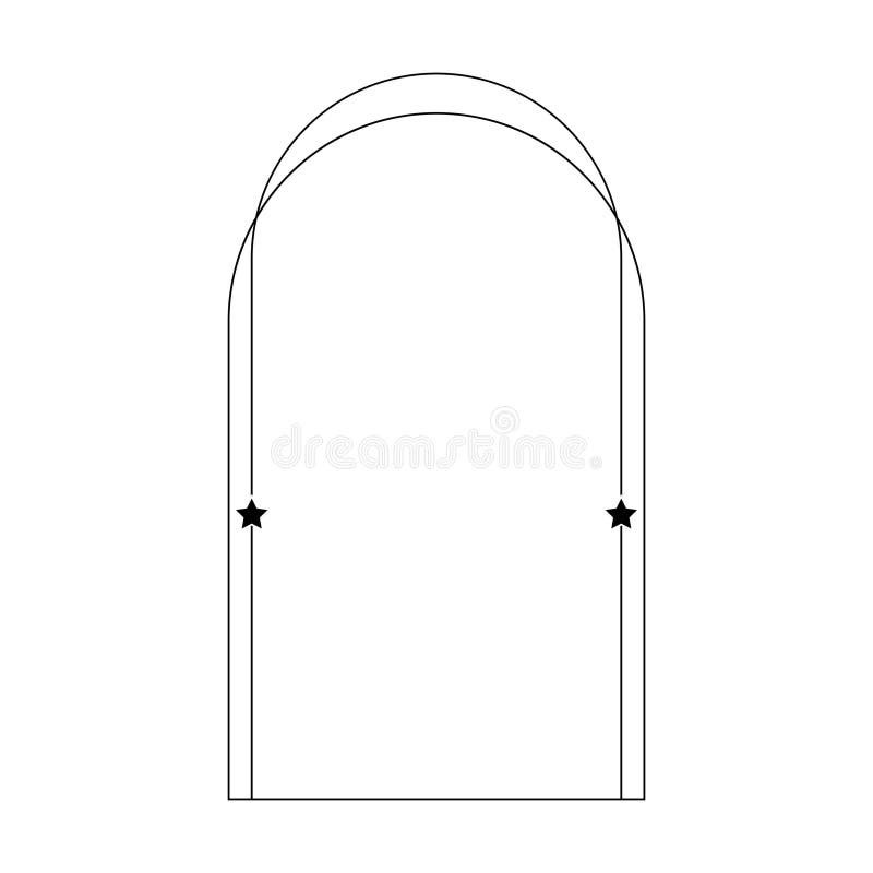 Arch Frame Border Icon with Star Shape Symbol for Decorative Vintage ...