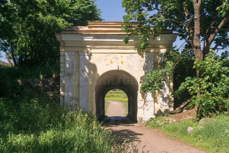 Arch with Gate, Ruins of Ancient Fortifications Stock Photo - Image of ...