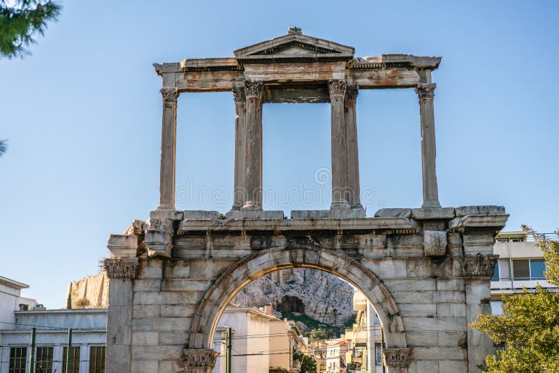 Arch of Hadrian, Athens City Stock Image - Image of city, exterior ...