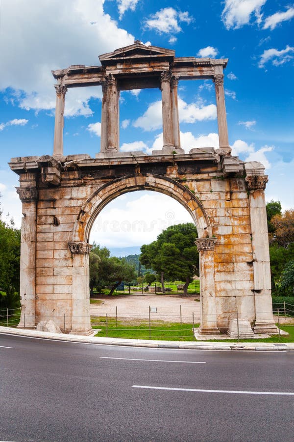 Arch of Hadrian in Athens, Greece Stock Photo - Image of famous, athens ...