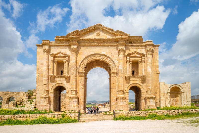 Arch of Hadrian, Gate of Jerash, Amman, Jordan Editorial Photo - Image ...