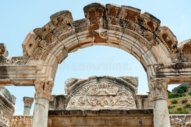 Arch of Hadrian`s Temple, Ephesus, Turkey Stock Image - Image of ...