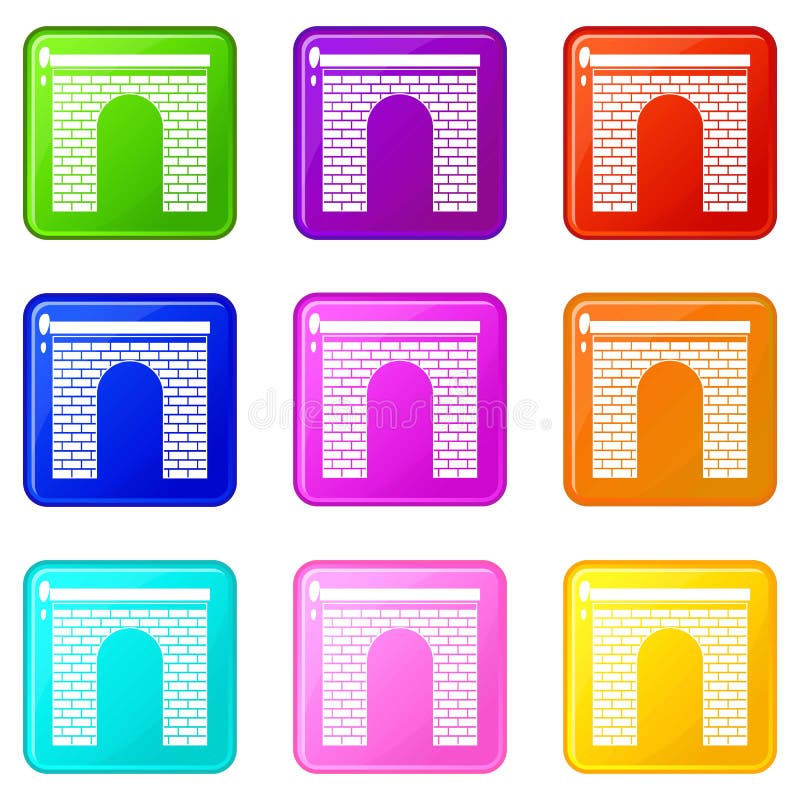 Arch icons 9 set stock vector. Illustration of gate, collection - 96081759