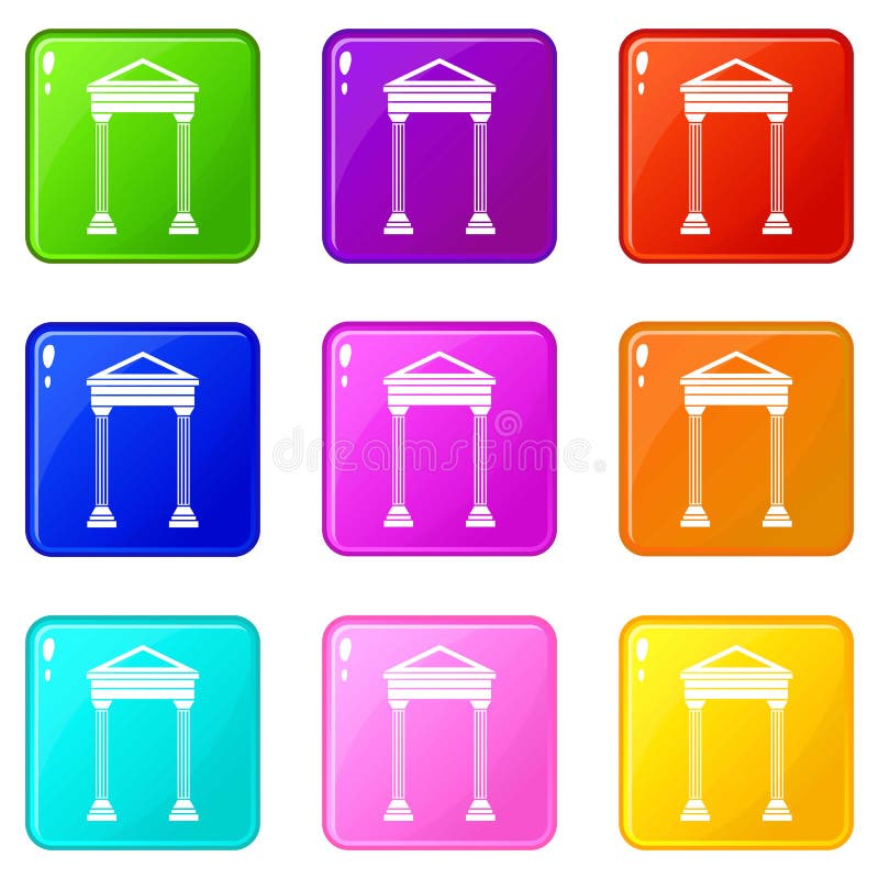 Arch icons 9 set stock vector. Illustration of ancient - 96082097