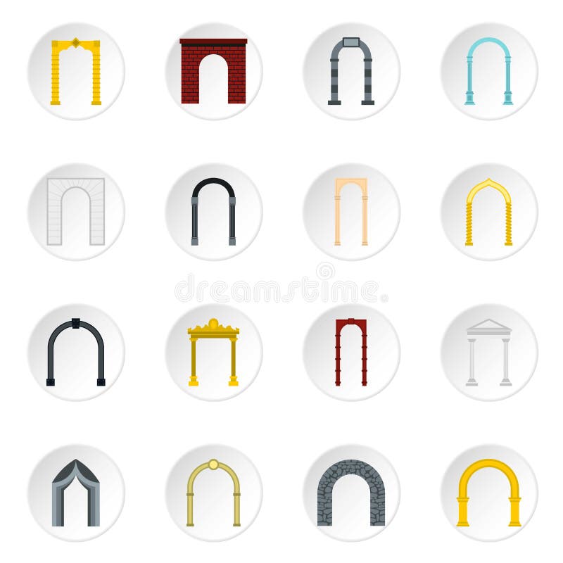 Arch icons set, flat style stock vector. Illustration of door - 79271454