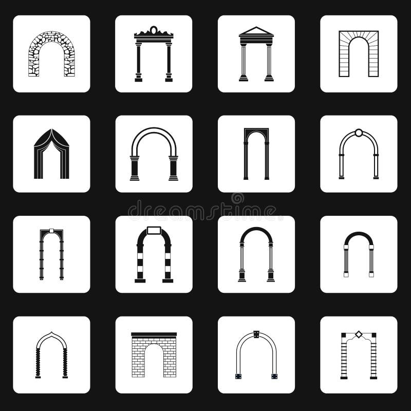 Arch Icons Set in Simple Style Stock Vector - Illustration of form ...