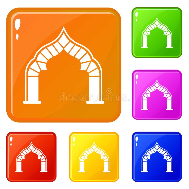 Arch Icons Set Vector Color Stock Vector - Illustration of icon, door ...