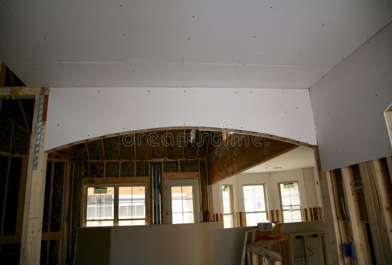 Home Interior Under Construction Stock Image - Image of ceiling, house ...