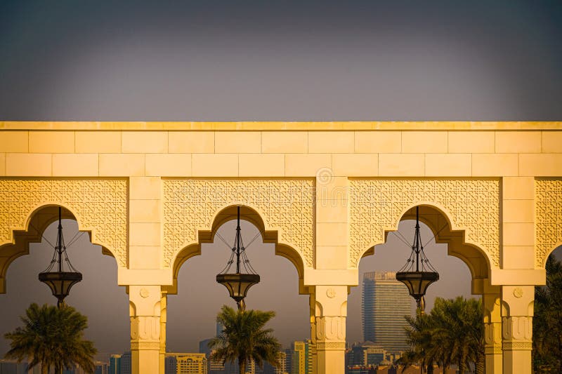 Arch and lantern shadow stock photo. Image of dhabi - 369089096