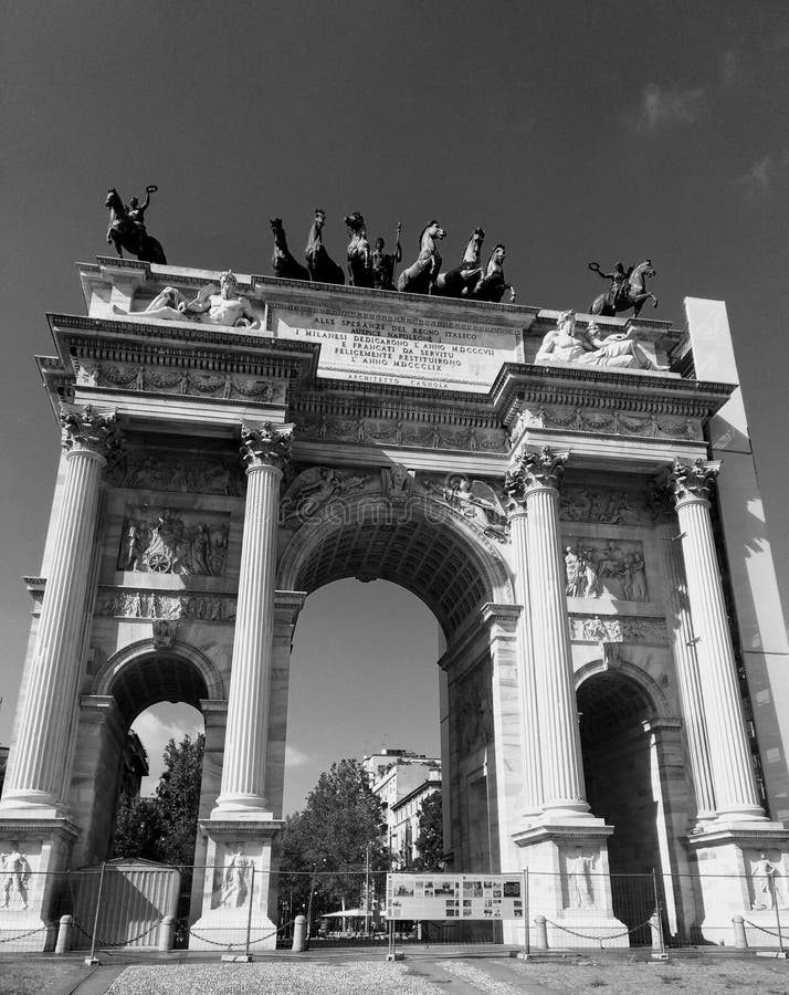 Arch in Milan, Italy editorial stock image. Image of architecture ...
