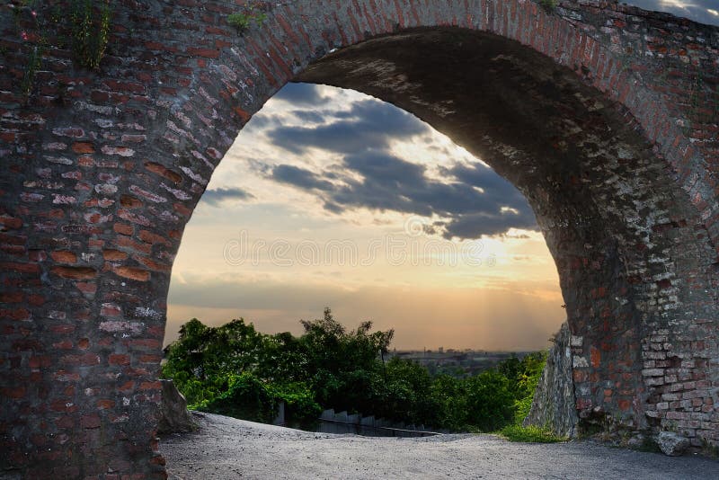 Arch of the old castle stock photo. Image of landscape - 82922010