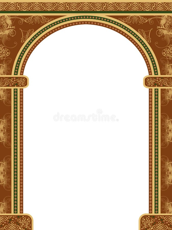 Arch with Ornaments and Banner Stock Illustration - Illustration of ...