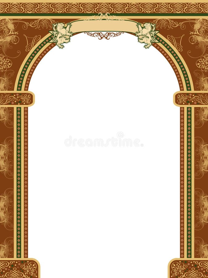 Arch with Ornaments and Banner Stock Illustration - Illustration of ...