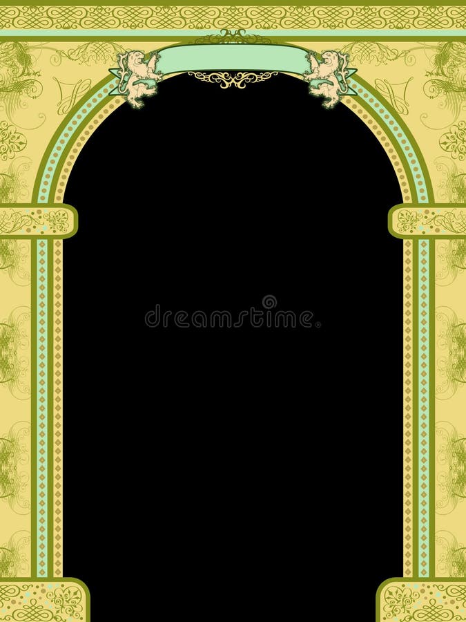 Arch with Ornaments and Banner Stock Illustration - Illustration of ...