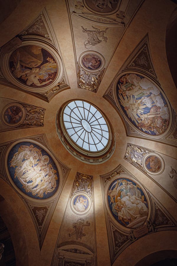 Arch Painted Ceiling with Skylight Editorial Photo - Image of painted ...