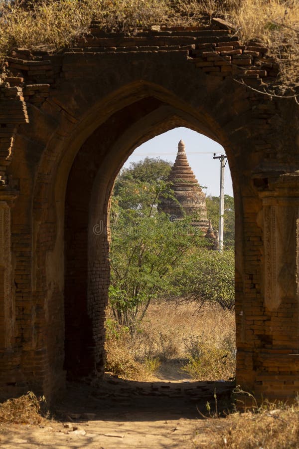 An Arch and a Passage through the Temples in Bagan, Myanmar Stock Photo ...