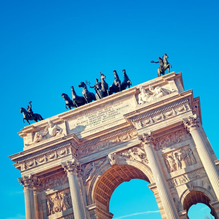 Arch of Peace , Milan- Italy Stock Image - Image of outdoors, scene ...