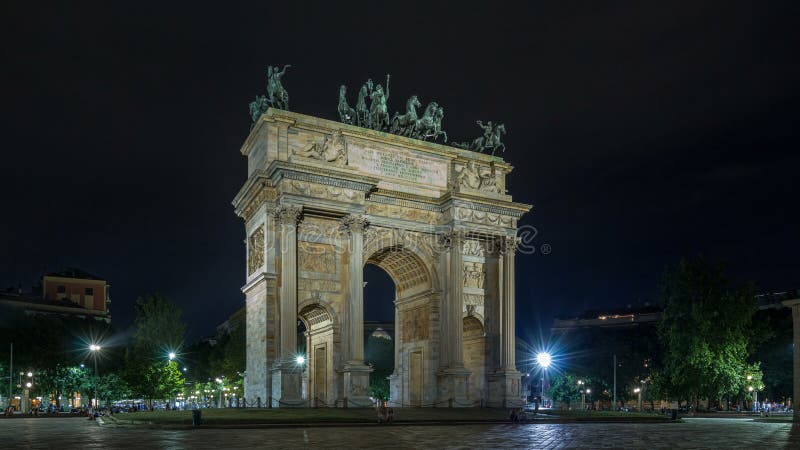 Arch of Peace in Simplon Square Timelapse Hyperlapse at Night. it is a ...