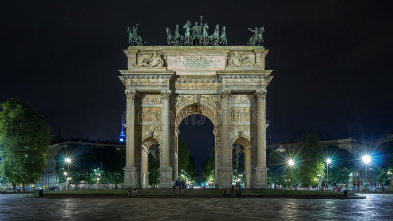 Arch of Peace in Simplon Square Timelapse Hyperlapse at Night. it is a ...