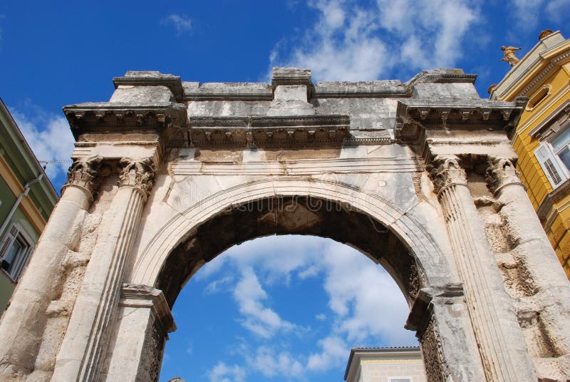 Arch in Pula, Croatia. stock image. Image of landmark - 6301591