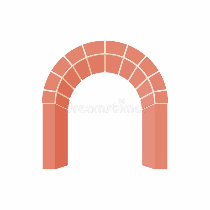 Arch of Red Brick Icon, Cartoon Style Stock Vector - Illustration of ...