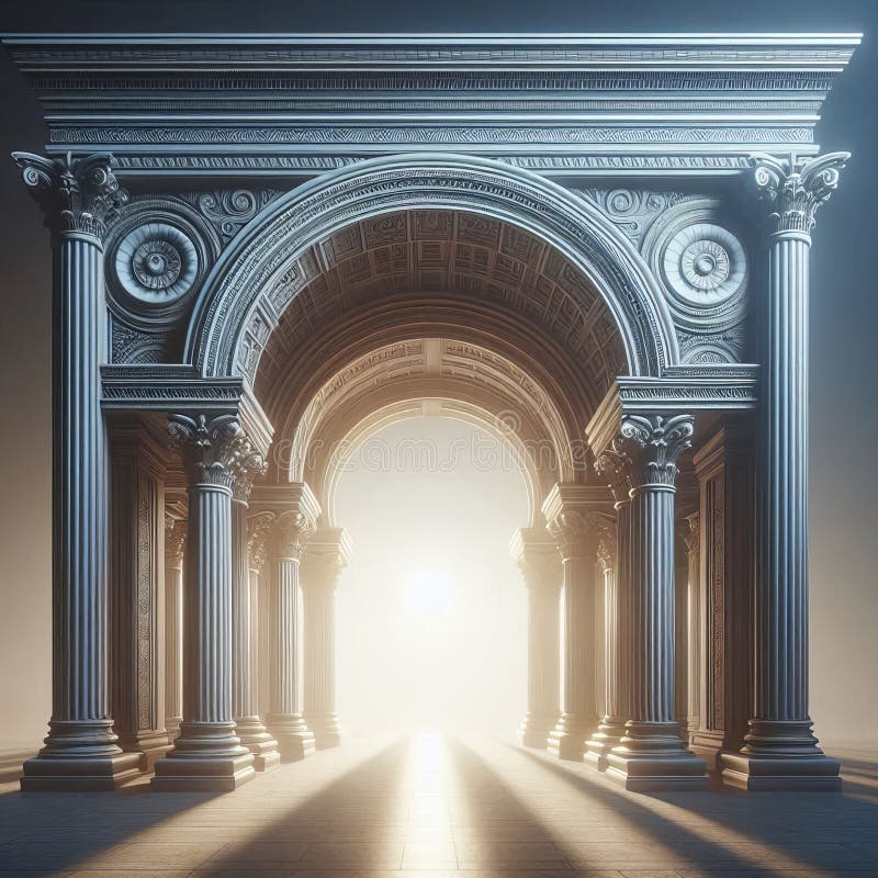 Arch Roman Semicircular Arch Supported by Columns or Pillars Pr Stock ...