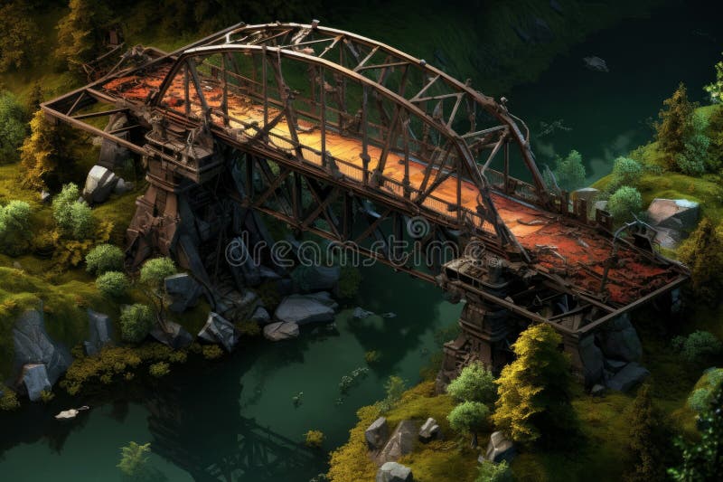Arch Rusty Bridge. Generate AI Stock Illustration - Illustration of ...