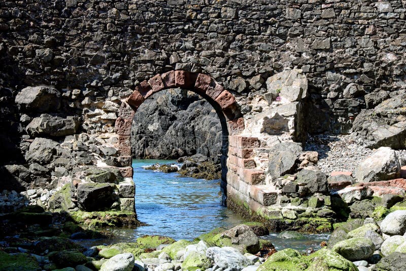 Arch in Sea Wall at Portpatrick Harbour Scotland Stock Image - Image of ...