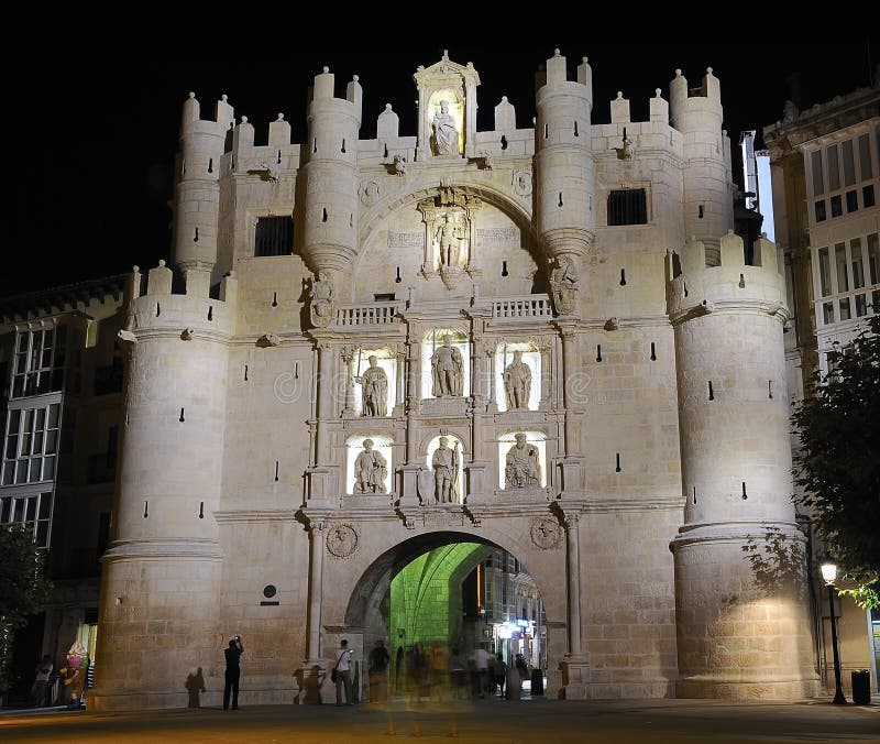 Bridge and Arch of Santa Maria, Burgos. Spain Stock Photo - Image of ...