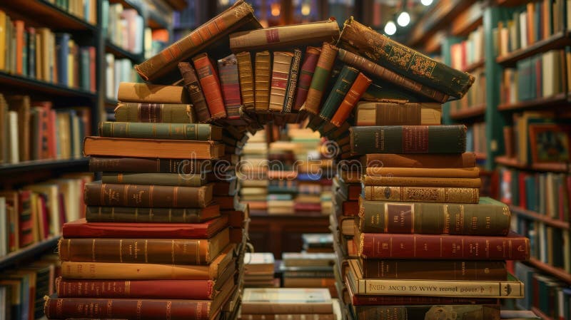 The Arch of Stacked Books.AI Generated Image Stock Image - Image of ...