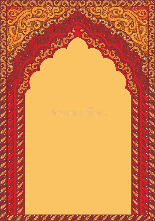 Arch-style Indian Red Ornaments, Template for Text. Stock Illustration ...