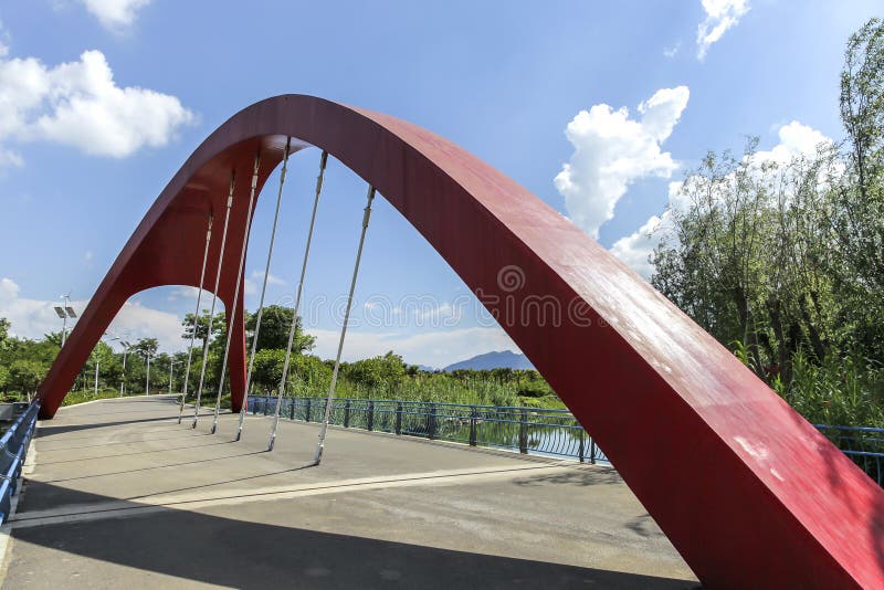 Arch suspension bridge stock image. Image of architecture - 45270913