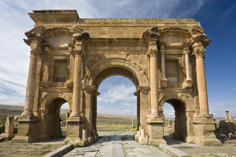 The Arch of Trajan stock photo. Image of antiquities, north - 7459922