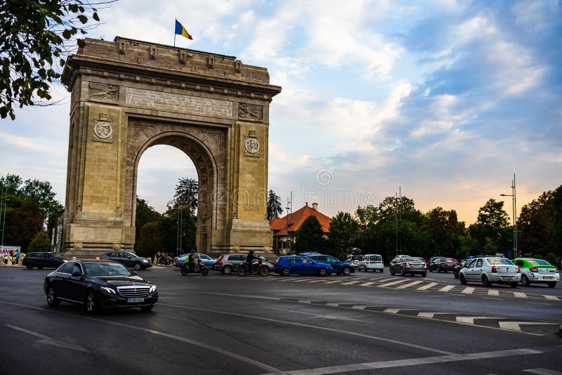 .Arch of Triumph Arcul De Triumf in Bucharest, Romania, 2019 Stock ...