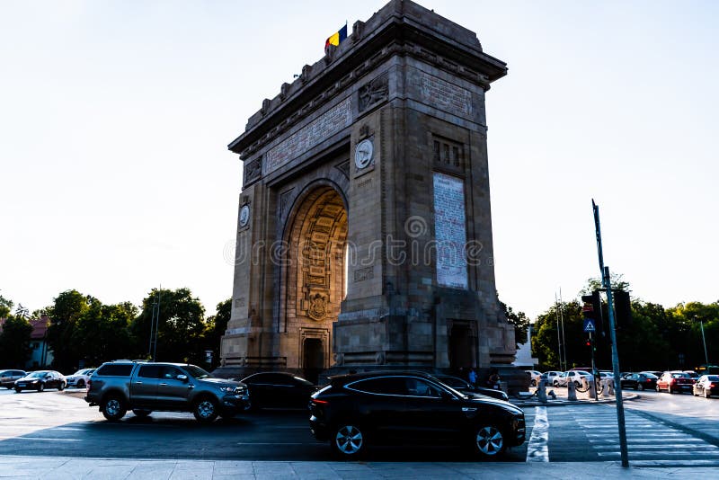 Arch of Triumph Arcul De Triumf Editorial Image - Image of facade ...