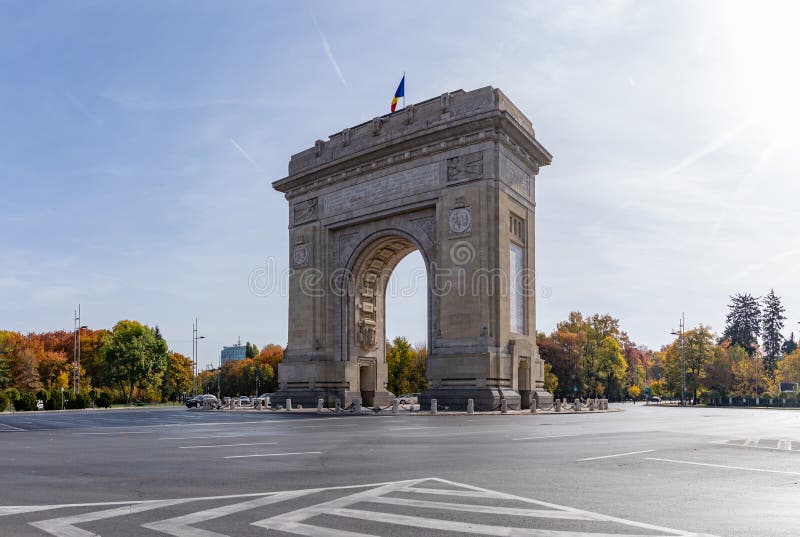 Arch of Triumph of Bucharest Stock Image - Image of bucharest, autumn ...