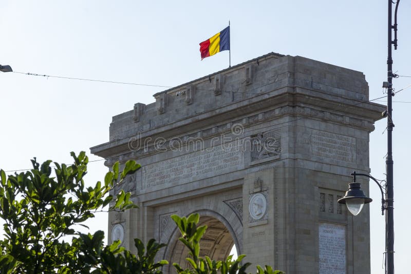 Arch of Triumph in City of Bucharest, Romania Editorial Photo - Image ...