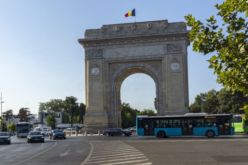 Arch of Triumph in City of Bucharest, Romania Editorial Stock Image ...