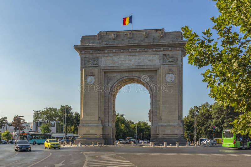 Arch of Triumph in City of Bucharest, Romania Editorial Stock Photo ...