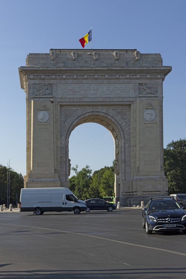 Arch of Triumph in City of Bucharest, Romania Editorial Stock Image ...