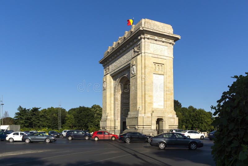 Arch of Triumph in City of Bucharest, Romania Editorial Photography ...