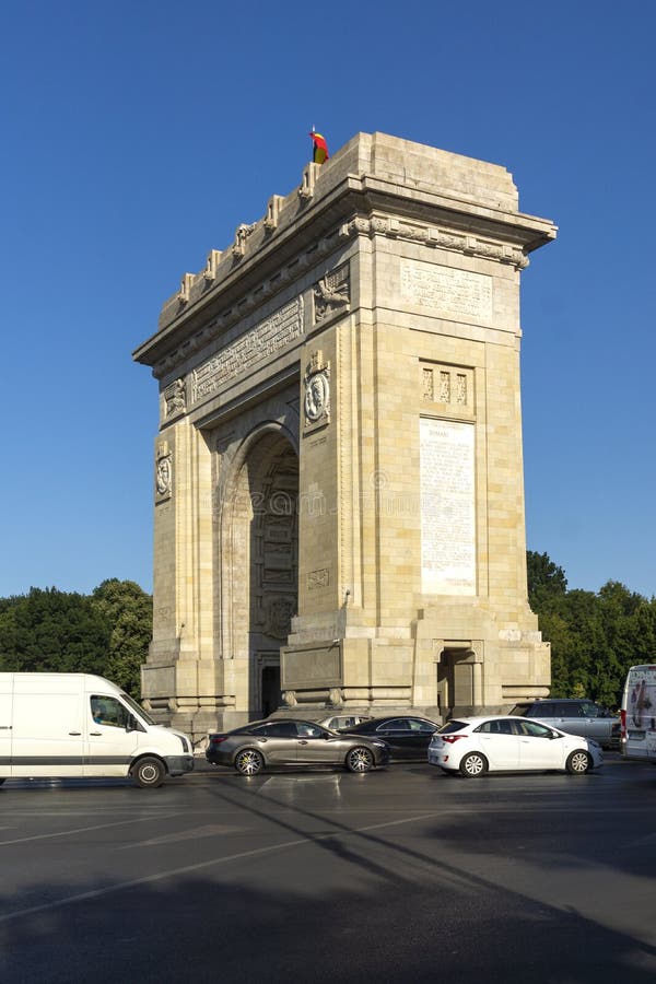 Arch of Triumph in City of Bucharest, Romania Editorial Stock Photo ...