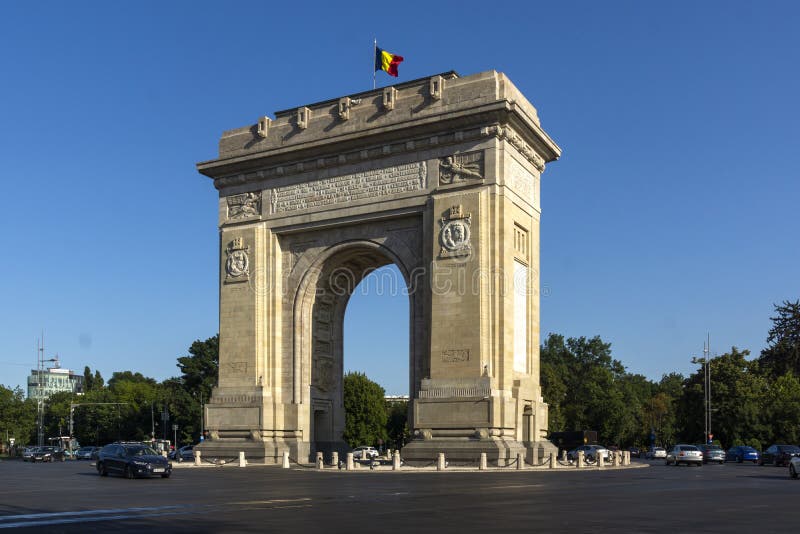 Arch of Triumph in City of Bucharest, Romania Editorial Stock Photo ...