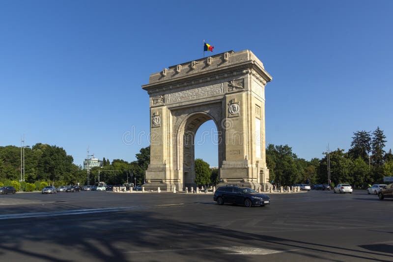 Arch of Triumph in City of Bucharest, Romania Editorial Stock Photo ...