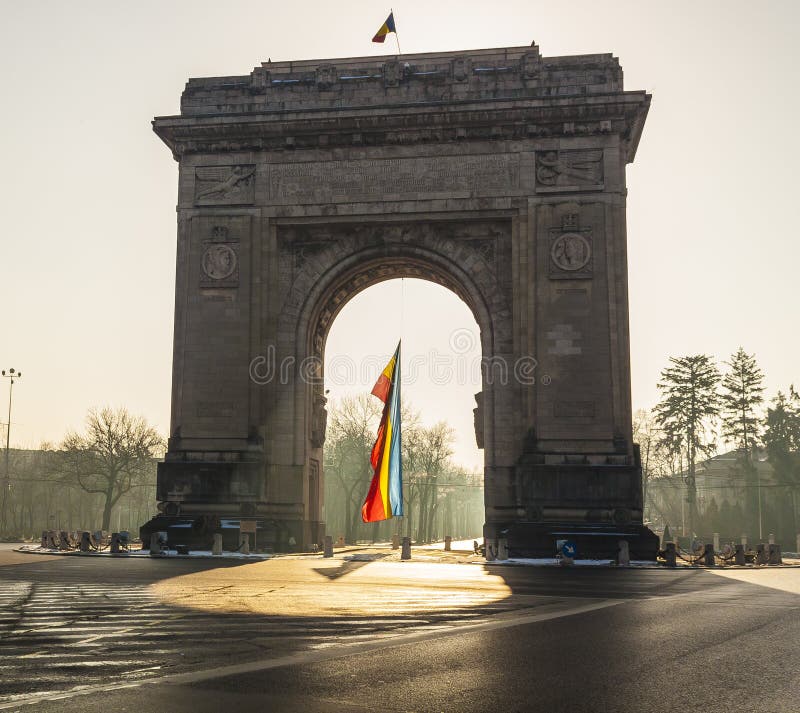 Triumph Arch in Bucharest Romania Stock Photo - Image of capital, urban ...